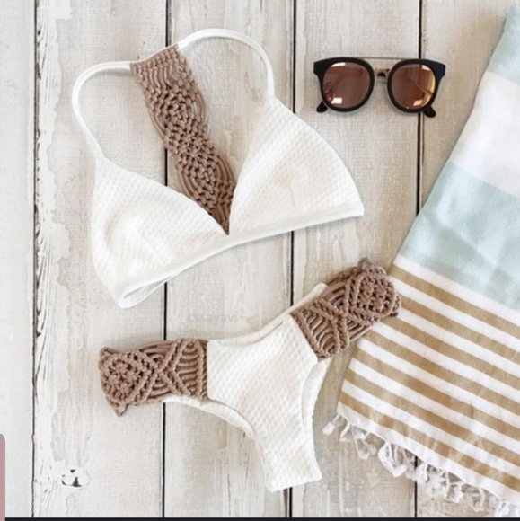 Swim | Boho Inspired Rochet Bathing Suit White S M L | Poshmark